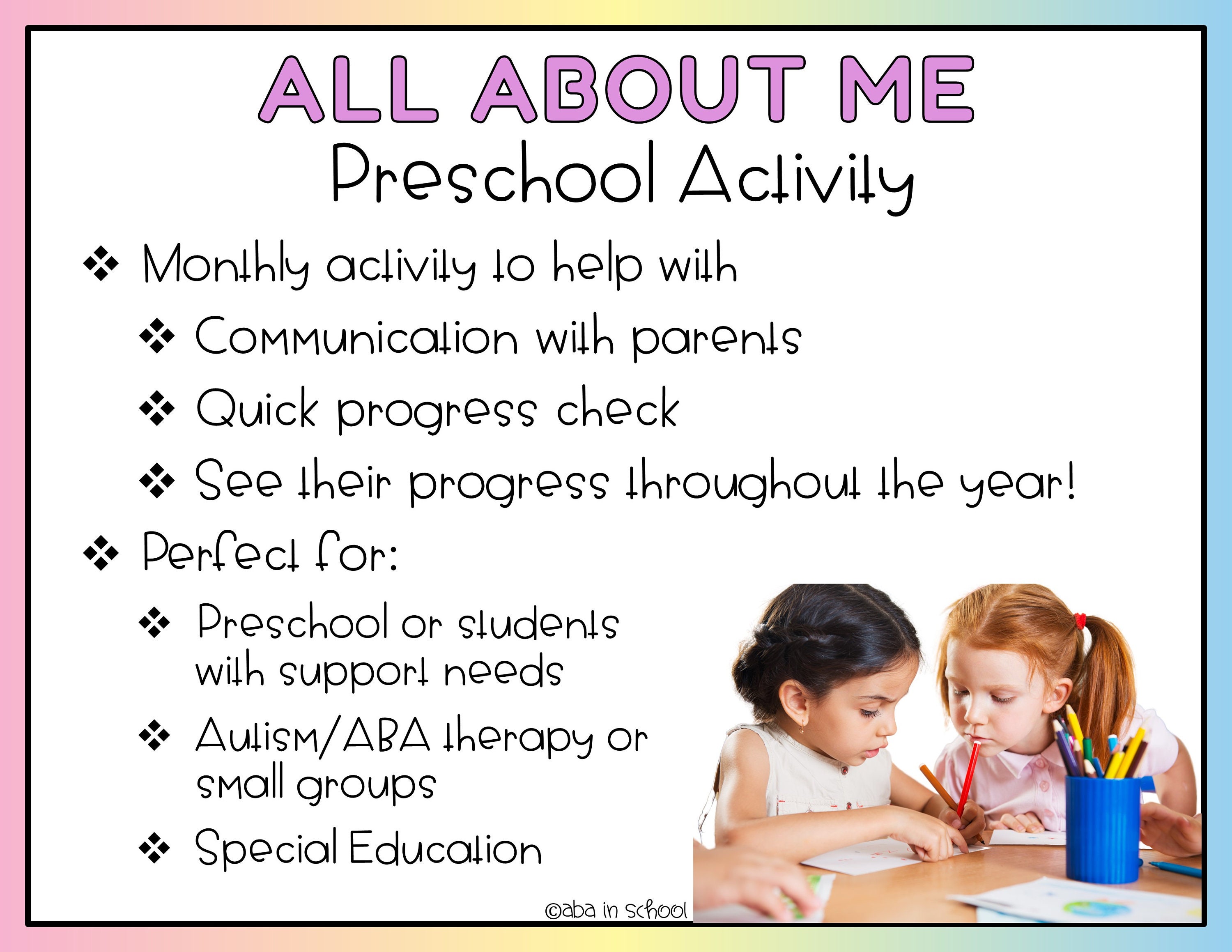 Preschool All About Me Worksheets and Quick Monthly Assessment Special ...