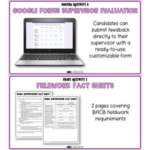 BCBA Fieldwork Supervision Tracker: ABA Feedback Forms (digital ...