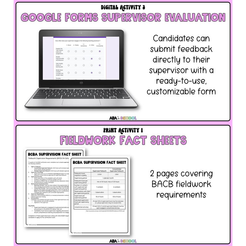 BCBA Fieldwork Supervision Tracker: ABA Feedback Forms (digital ...