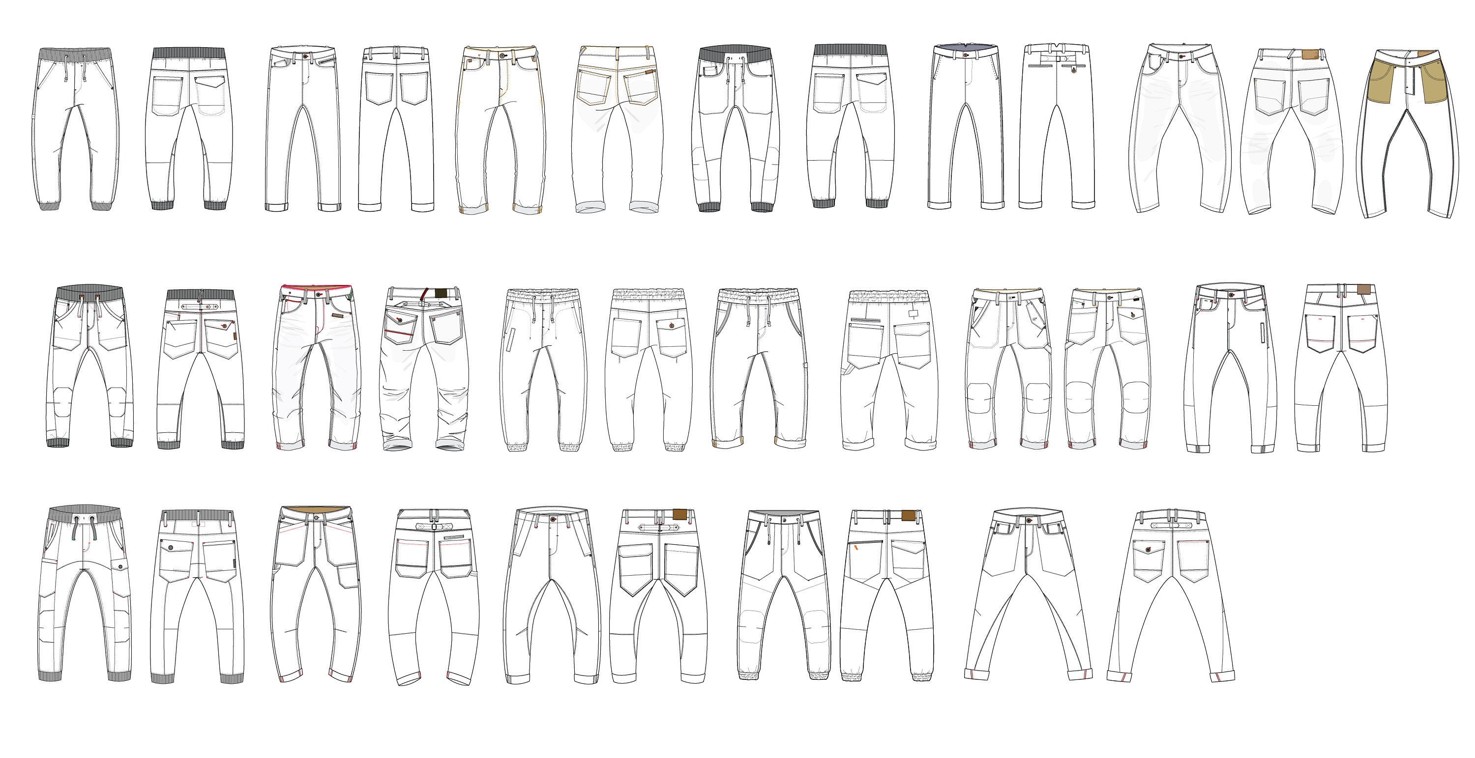 Denim,trouser, Bottoms Flat CADS Tech Drawings Denim Jeans, Trousers ...