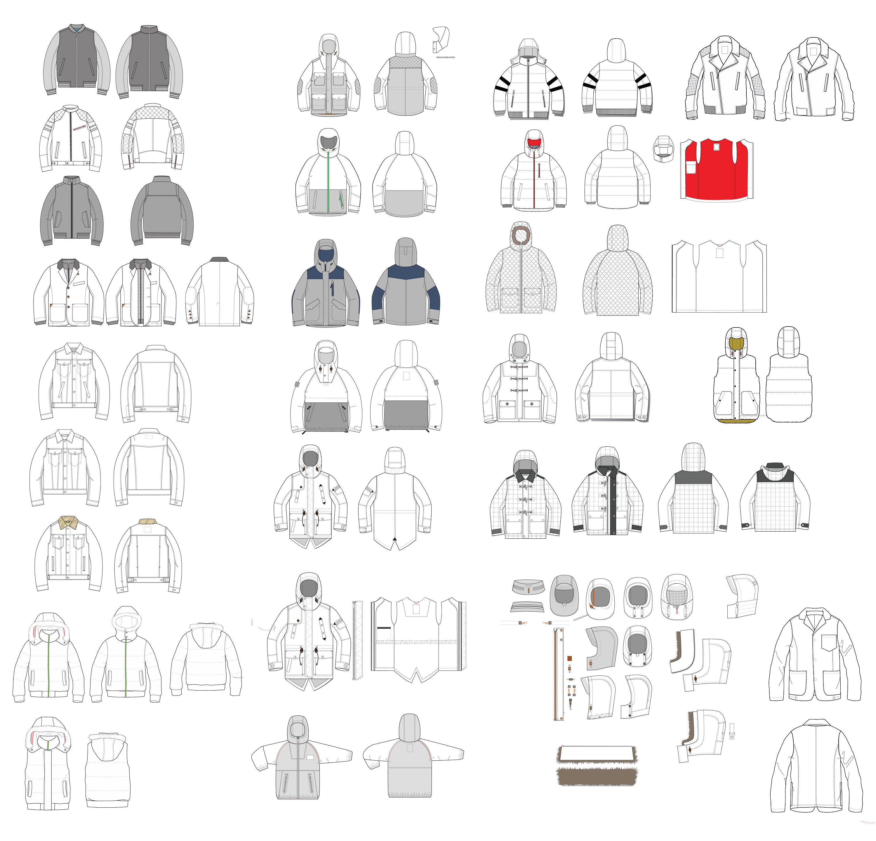 Jackets Assorted Technical Drawings Fashion Cad Designs For Adobe