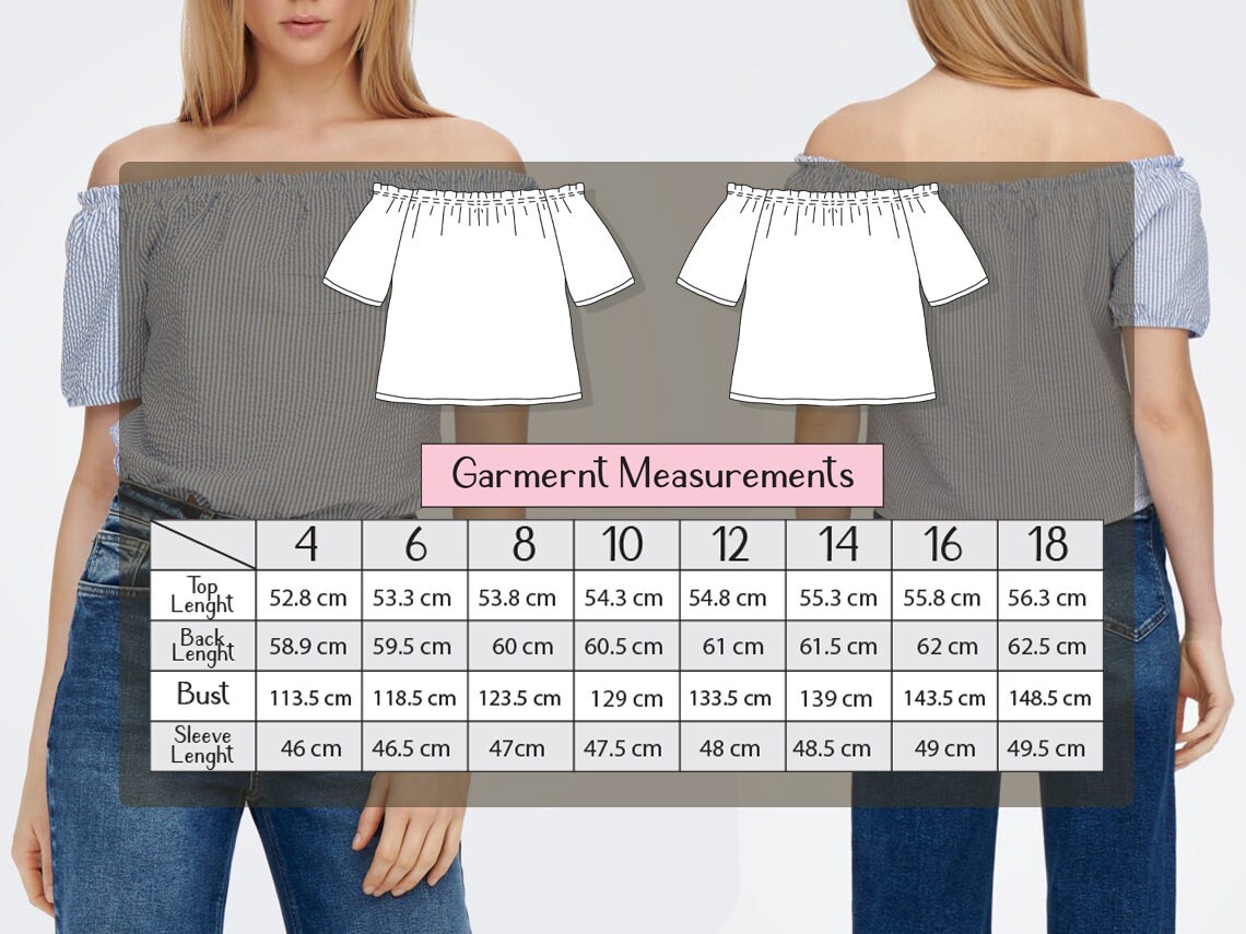Sewing Top Pattern | off Shoulder Top Sewing PDF Pattern | Summer Top ...