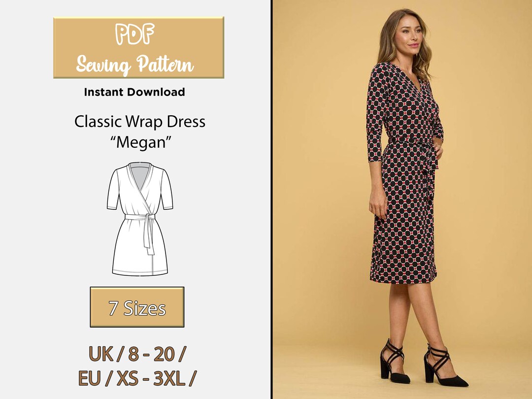 PATTERN Sewing Women Wrap Dress, Wrap Dress Pattern, Sewing Patterns ...