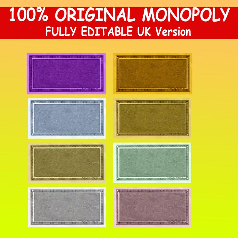 Printable Editable Monopoly Money PNG/PSD - Instant Download, High ...