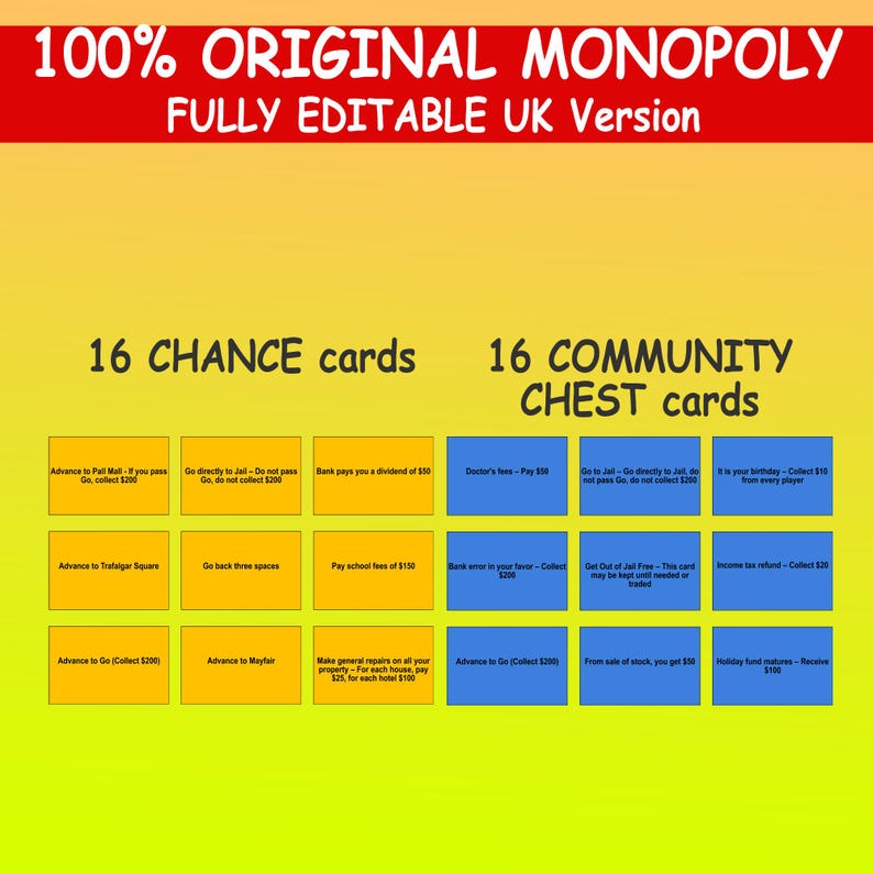 Monopoly 100% Original Editable Template, Game Night, Printable Game ...