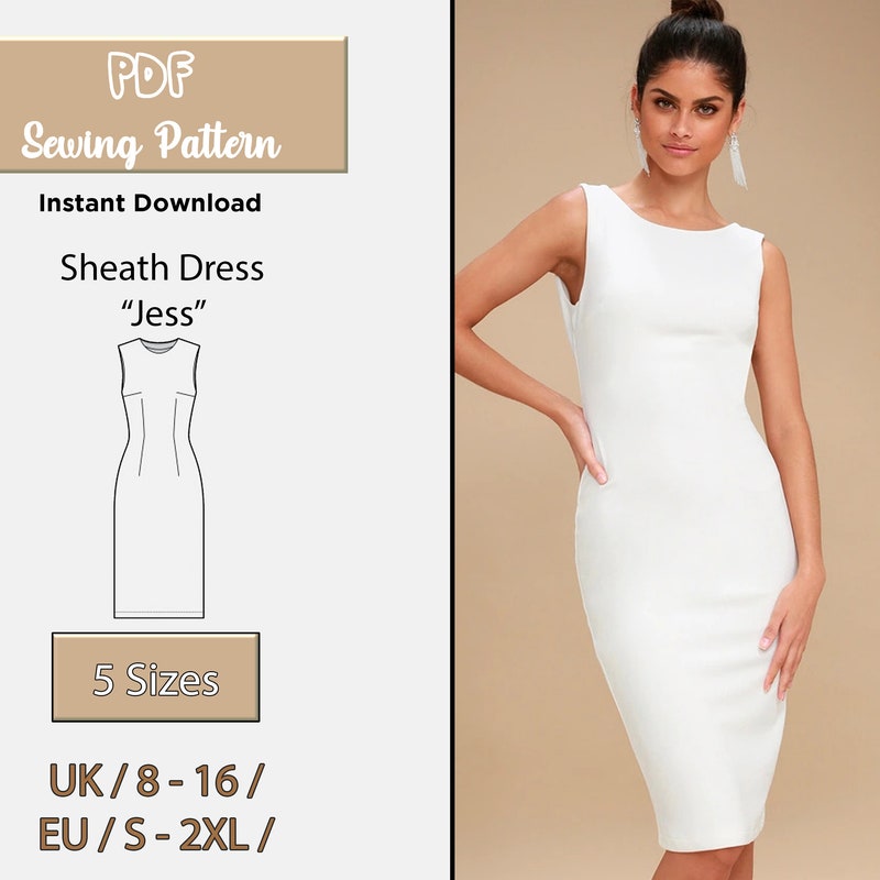 Sheath Dress Pattern - Etsy UK