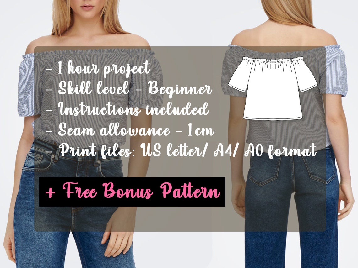 Sewing Top Pattern | off Shoulder Top Sewing PDF Pattern | Summer Top ...