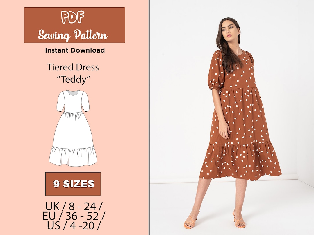 PATTERN Sewing Tiered Dress PDF, Sewing Pattern Layered Dress, Bridal ...