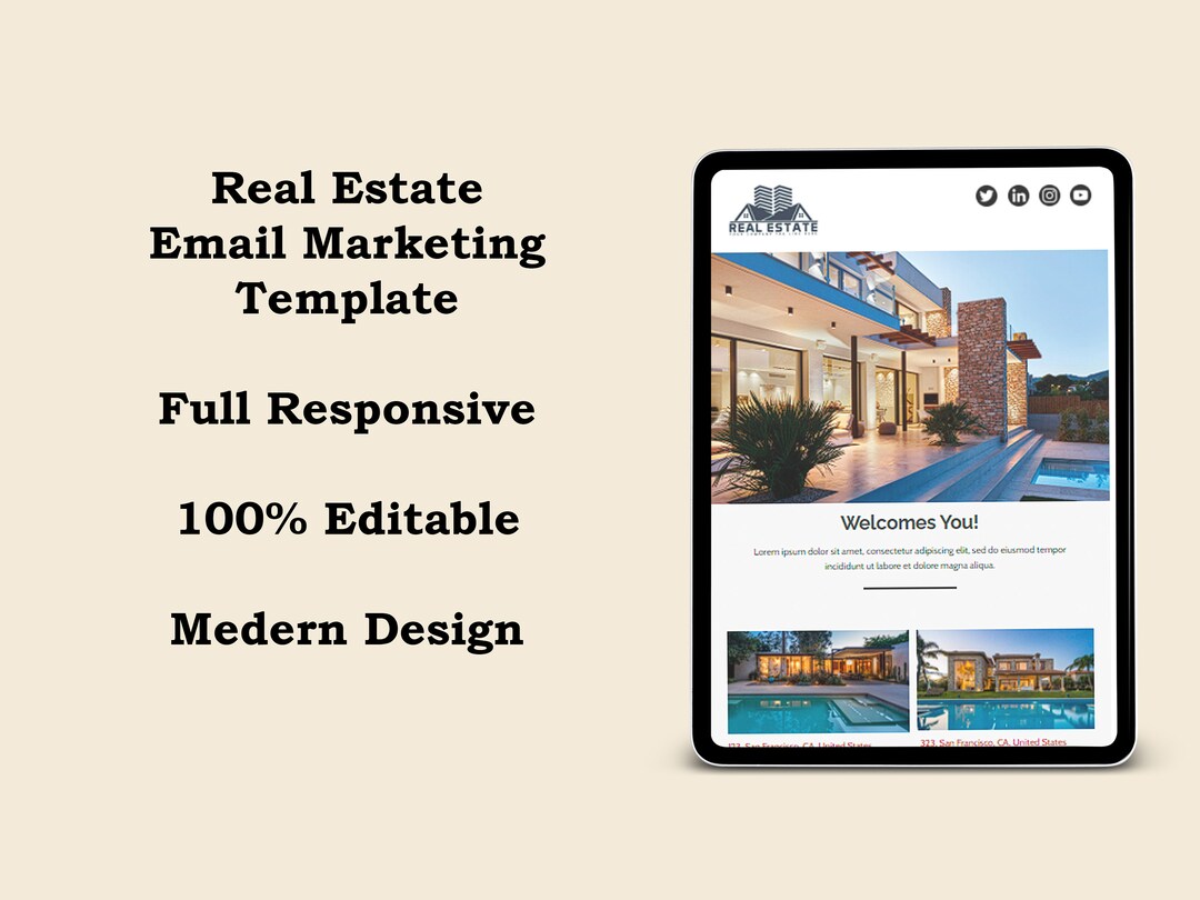 Real Estate Marketing Email Template ,templates for Canva and Mailchimp ...