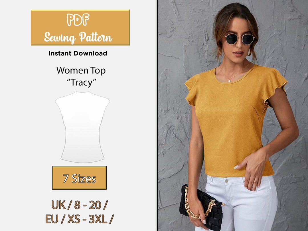 PATTERN Sewing Women Cap Sleeve Top, Top Pattern, Sewing Patterns ...