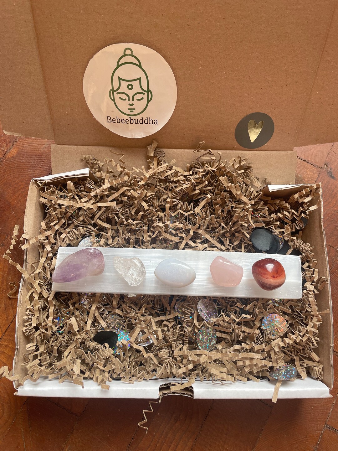 Starter Set Gemstones Child Selenite Rod With Gemstones - Etsy