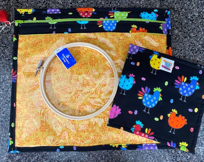 Chicken Clear Vinyl Front Craft Project Bag Zipper 2 Sizes WIP SAL ...