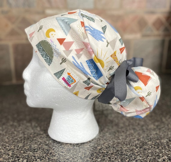 Outdoor Theme Surgical Ponytail Scrub Cap Hat Glamping Womens | Etsy