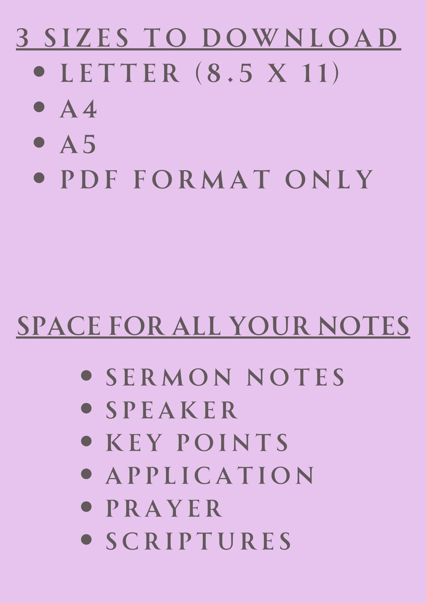 Printable Sermon Notes Page Bible Study Lavender Purple A4 A5 Letter ...
