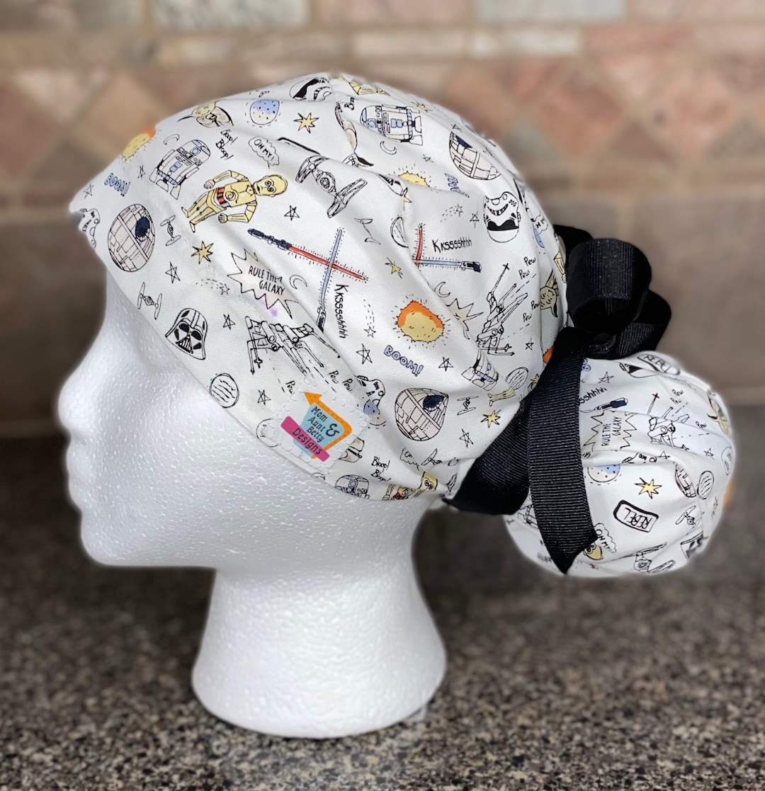 Space Movie Surgical Ponytail Scrub Cap Hat Adjustable Star Wars Mens ...