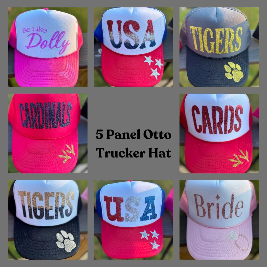 Glitter Trucker Hat 5 Panel Otto Baseball Cap Bride Wedding USA ...