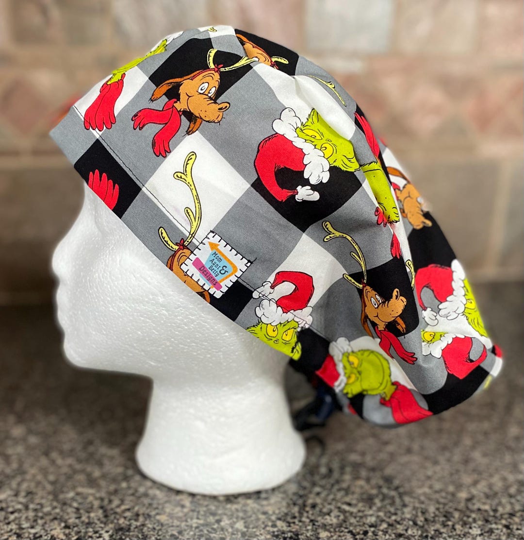 Grinch Max Christmas Movie Euro Surgical Ponytail Scrub Cap Hat Unisex ...