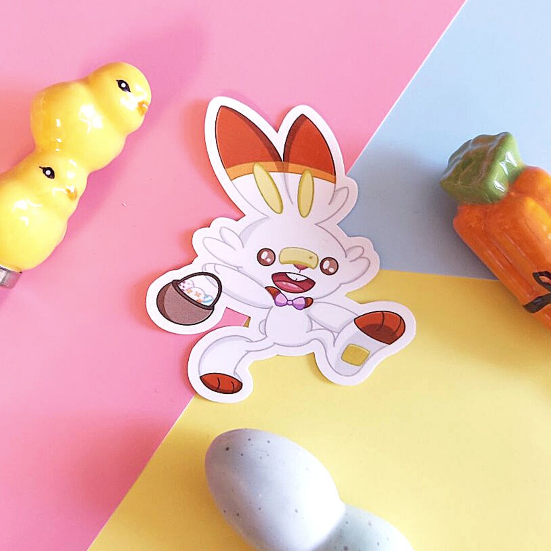 Easter Scorbunny Pokémon Sticker for Laptop, Journal, Water Bottle - Etsy
