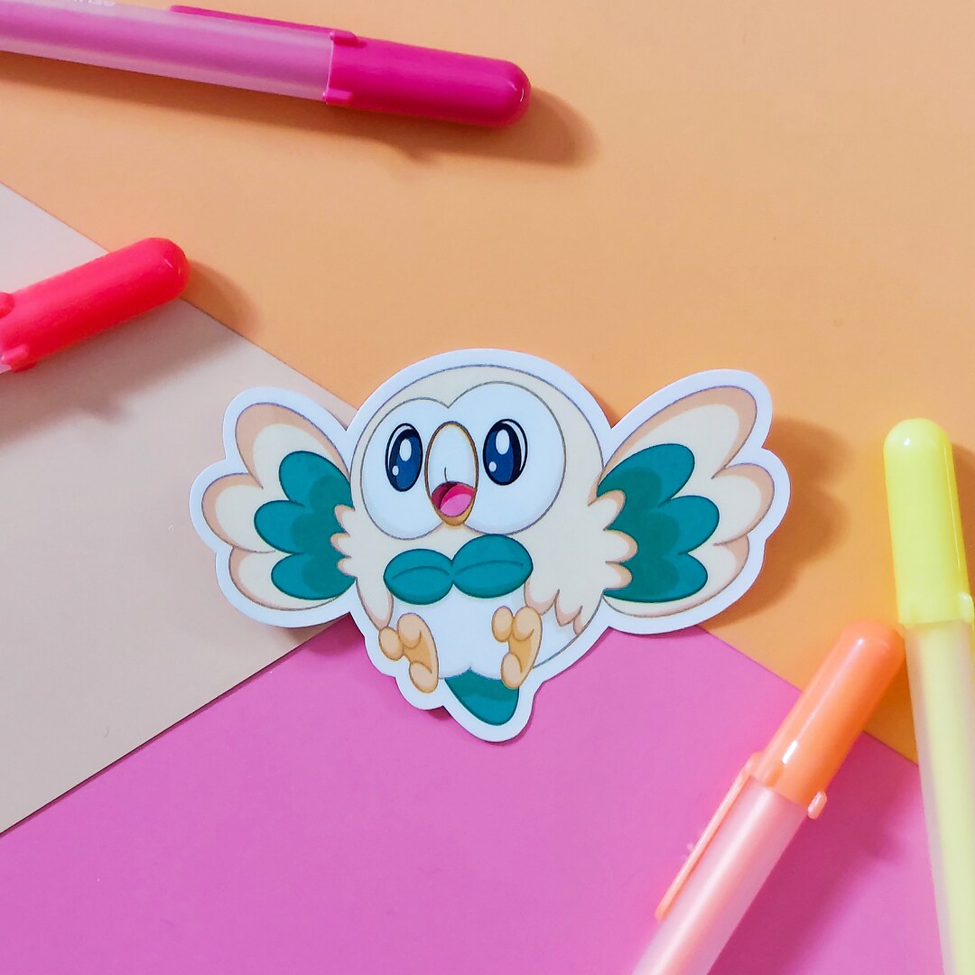 Rowlet Vinyl Sticker Water-resistant Laptop, Journal Pokémon Sticker - Etsy