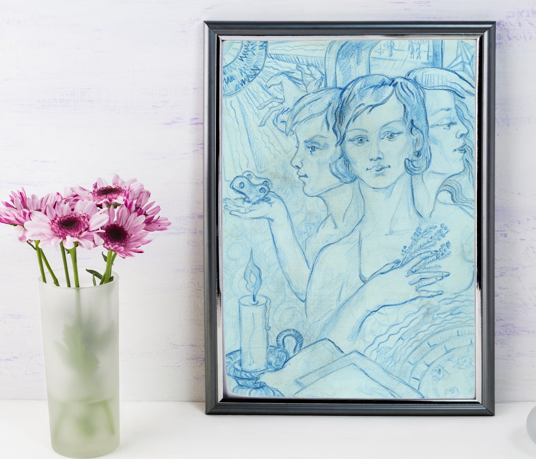 Sketch Art of a Witch Instant Download Pencil Drawing Beautiful Woman ...