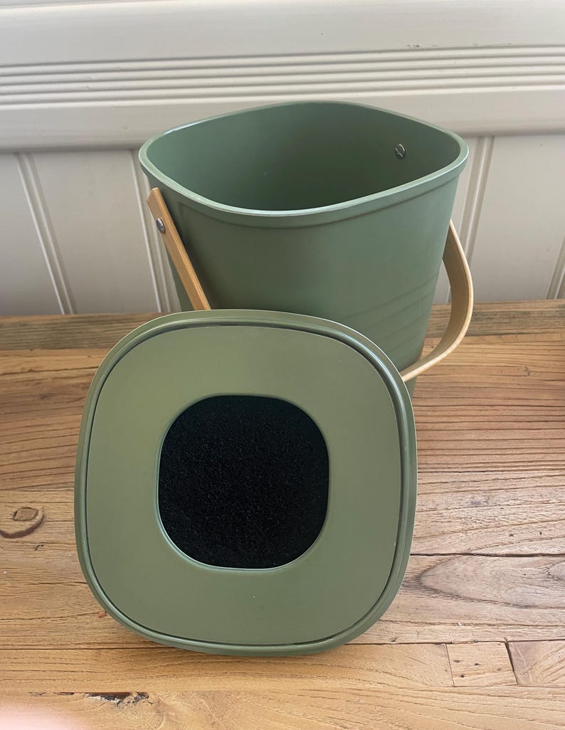 Bio Waste Bin Bamboo, Countertop Composter, Olive Green - Etsy