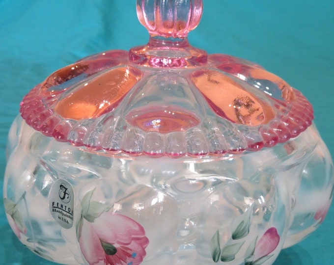 Vintage Fenton Hand Painted Pink Candy Box - Etsy