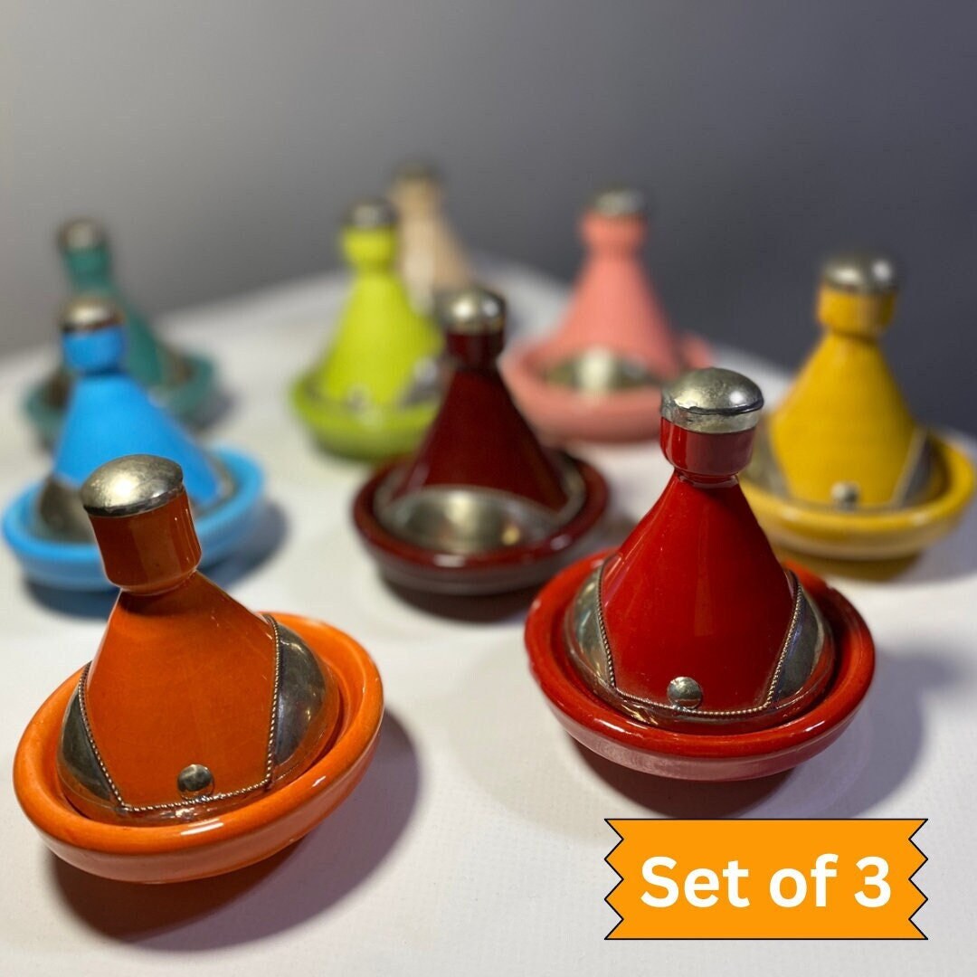 Set of 3 Mini Moroccan Ceramic Tagines for Serving Spices 3 - Etsy