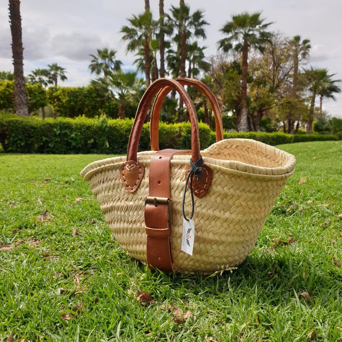 Straw Bag With Genuine Leather Handles Eco-friendly Handmade - Etsy