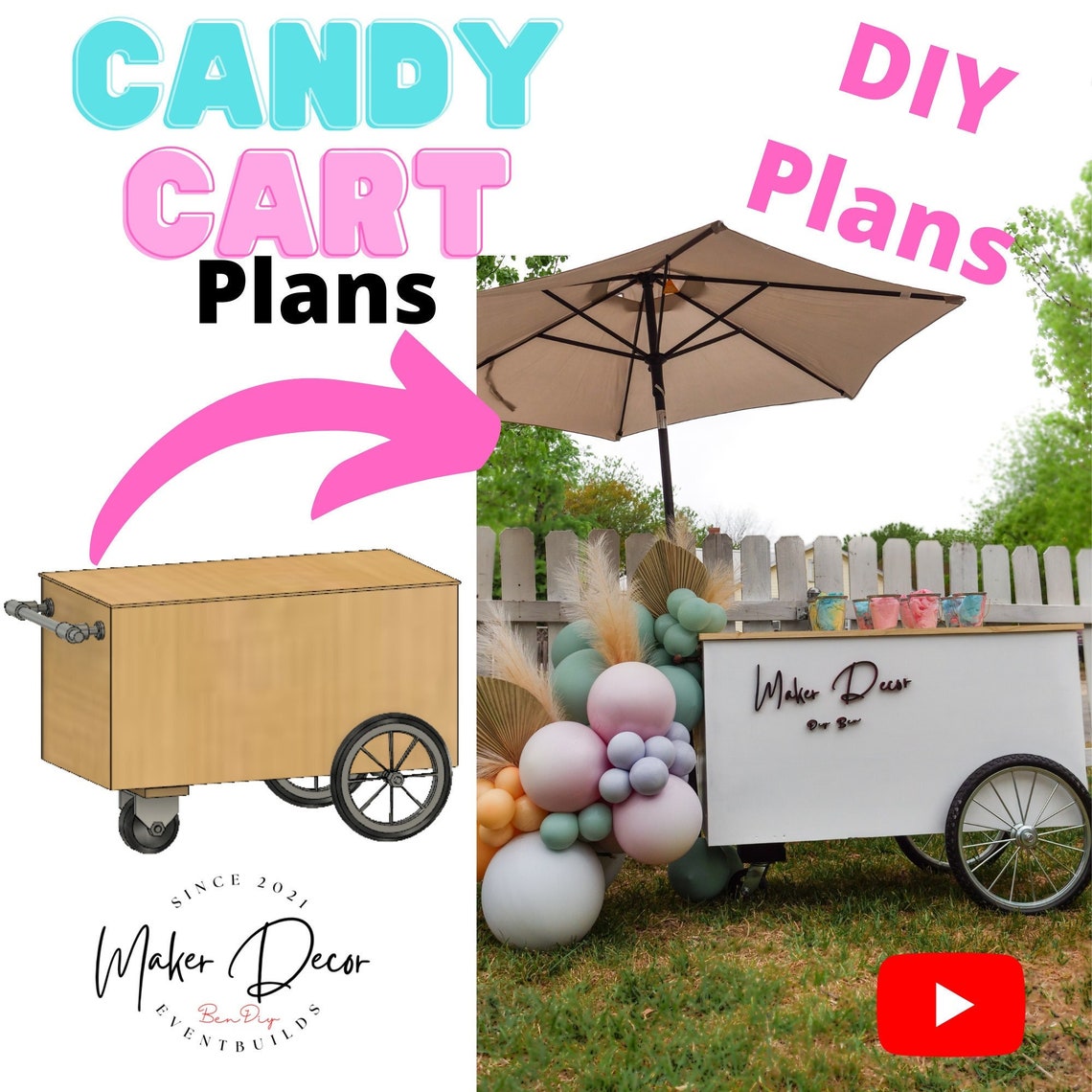 Candy Cart Trolley Style PLANS With Measurements - DIGITAL DOWNLOAD ...