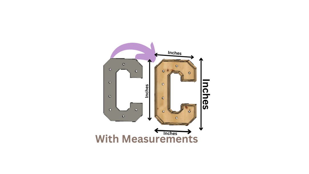 Marquee Letter (C) Full Measurement Plans 3ft Tall - Etsy