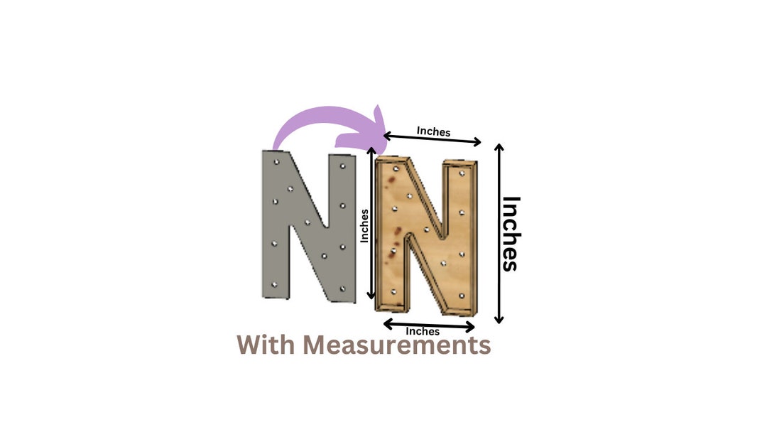 Marquee Letter (N) Full Measurement Plans 3ft Tall - Etsy