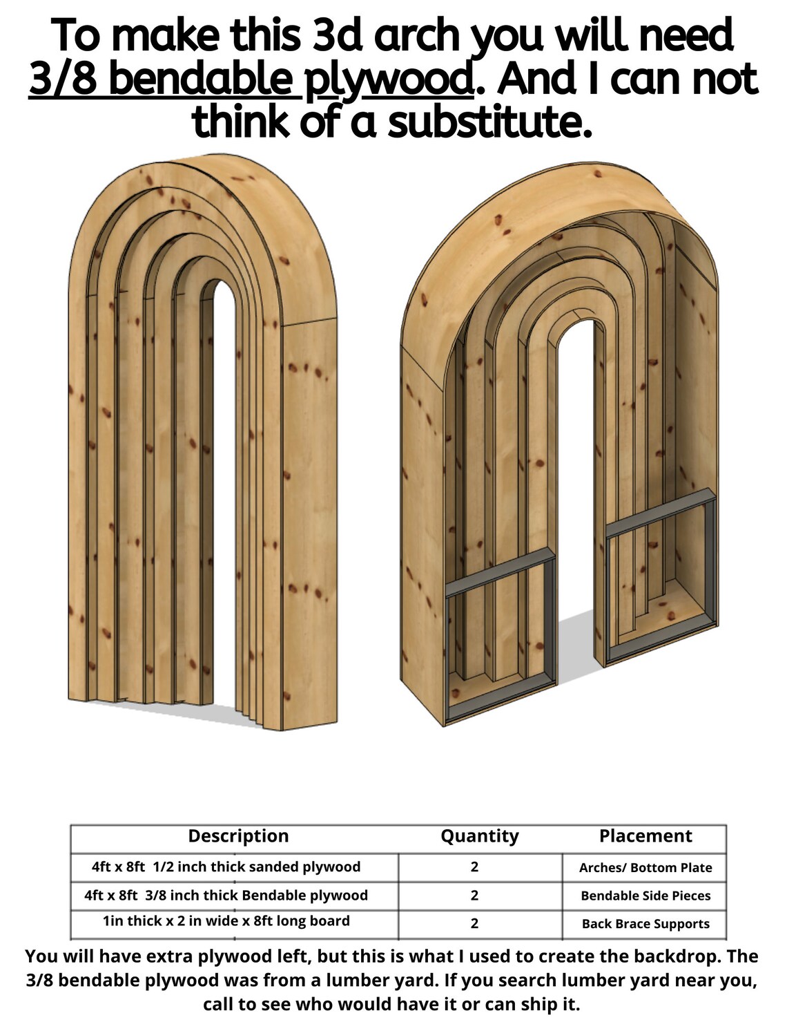 3D Arch PLANS With Measurement- DIGITAL DOWNLOAD Directions (these Are ...