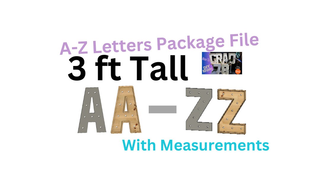 Marquee Package A-Z Letters Full Measurement Plans 3ft Tall Directions ...