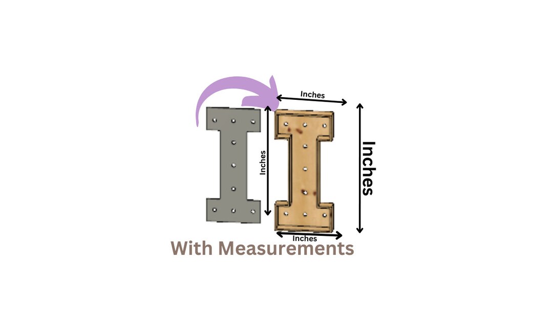 Marquee Letter (I) Full Measurement Plans 3ft Tall - Etsy