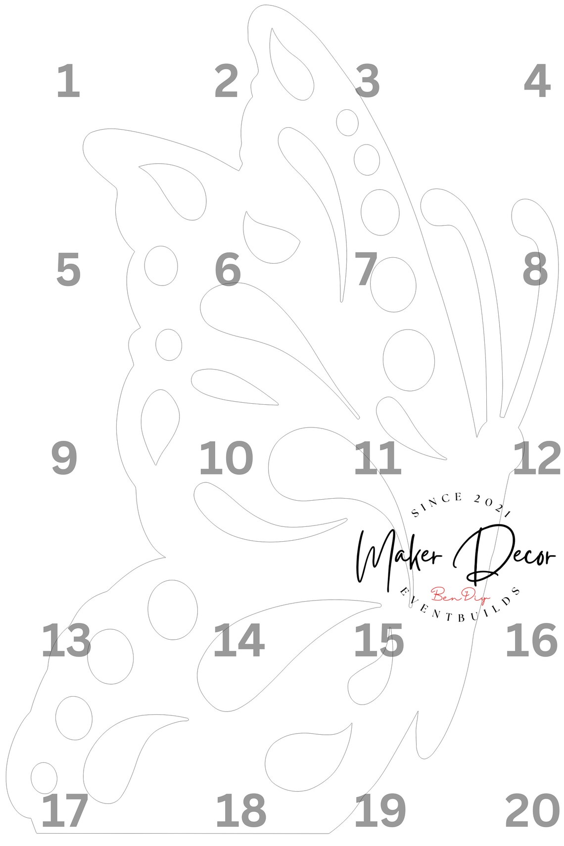 Butterfly Single Stencil 35 Inch and 48 Inch Tall Downloadable PDF ...