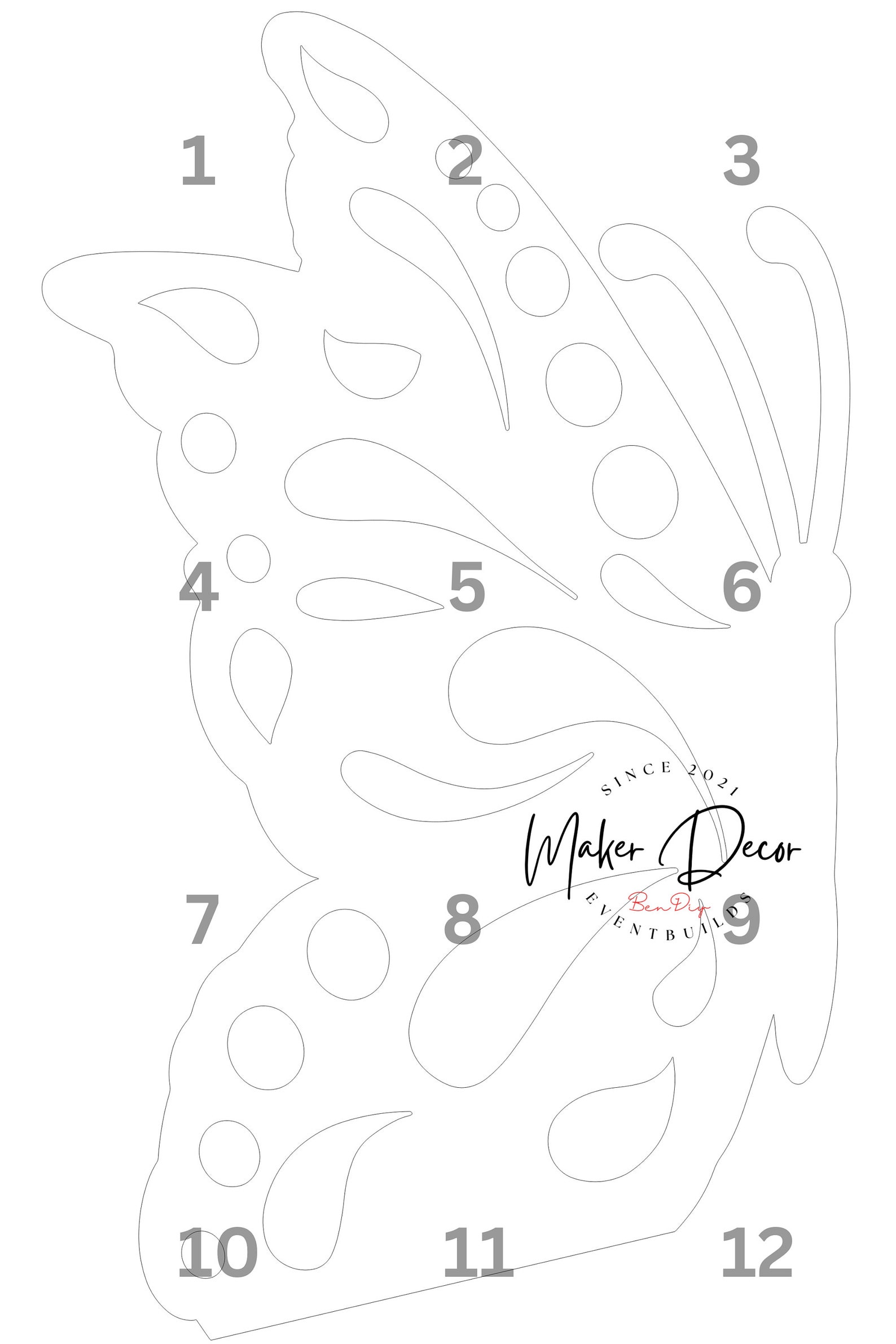 Butterfly Single Stencil 35 Inch and 48 Inch Tall Downloadable PDF ...