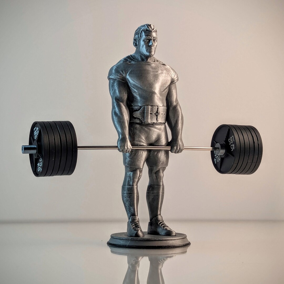 3D Printed Deadlifter Statue: Metallic Finish, Weightlifting Gift (7 ...