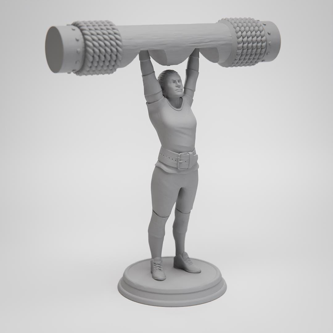 3D Printed Strongwoman Figurine Log Overhead Lift Gift for Strength ...