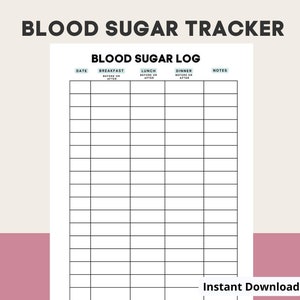 Blood Sugar Tracker|printable Tracker|blood Sugar Log|printable Log ...