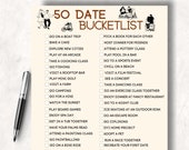 50 Date Bucket List Printable Bucket List Date Ideas Couple - Etsy UK
