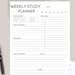 Minimalist Weekly Study Planner, Printable Planner,digital Study ...