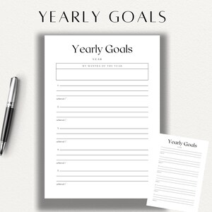 Printable Yearly Goals, Printable Planner, Productivity Planner, PDF ...
