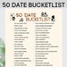 50 Date Bucket List Printable Bucket List Date Ideas Couple Goals Date ...