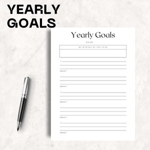 Printable Yearly Goals, Printable Planner, Productivity Planner, PDF ...