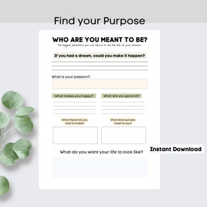 Life Purpose Journal: Printable Planner, Find Your Passion (digital ...