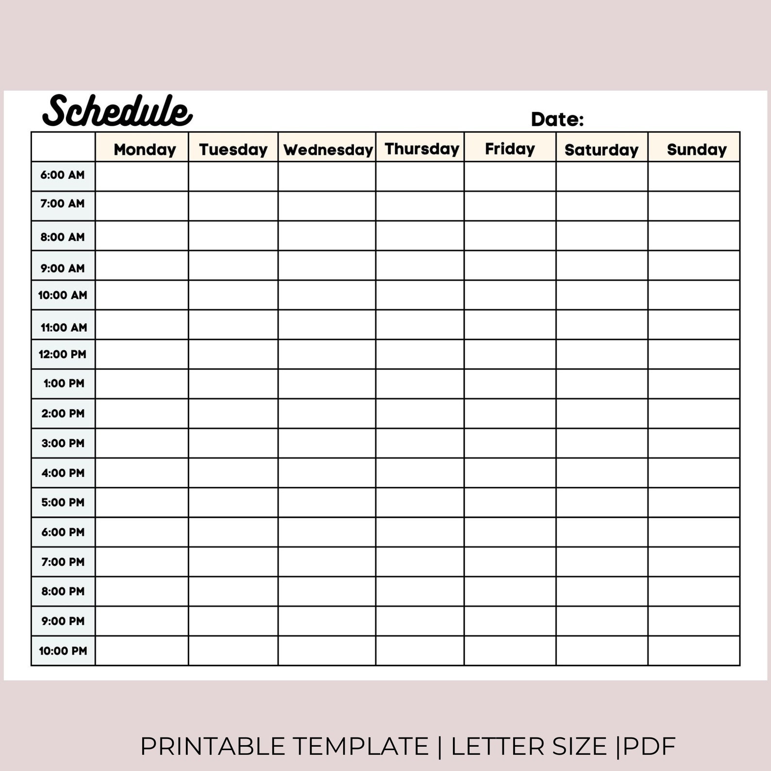 Printable Time Blockingtime Blocking Planner Daily Plannerinstant ...
