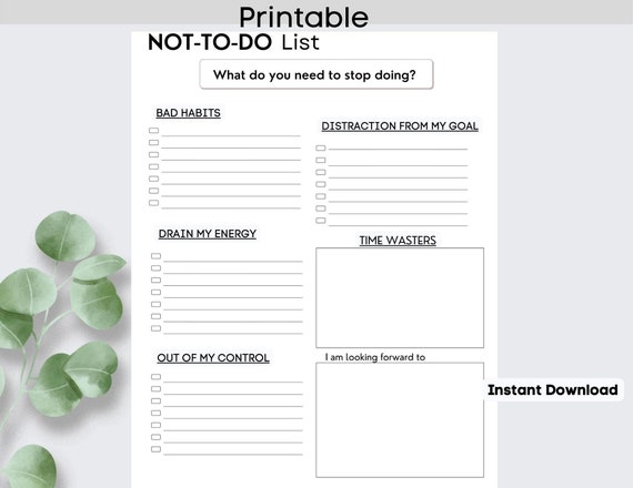 Printable Not to Dolistprintable to Do Listprintable | Etsy