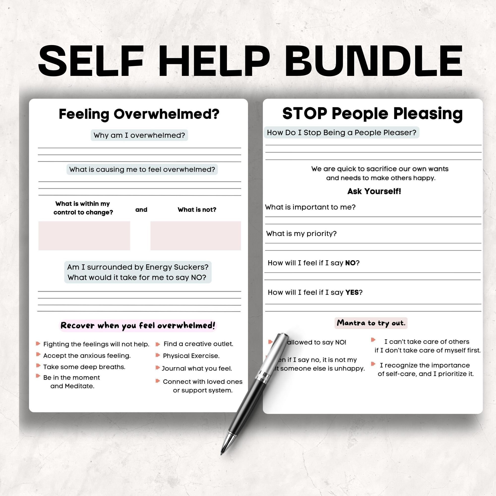 Mental Wellness Journal Mental Health Worksheet Printable Planners Self ...