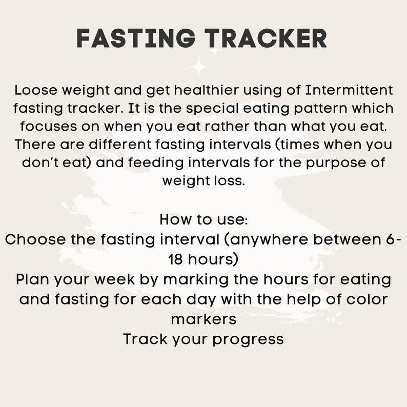 Intermittent Fasting Tracker,printable Tracker, Fasting Tracker,digital ...