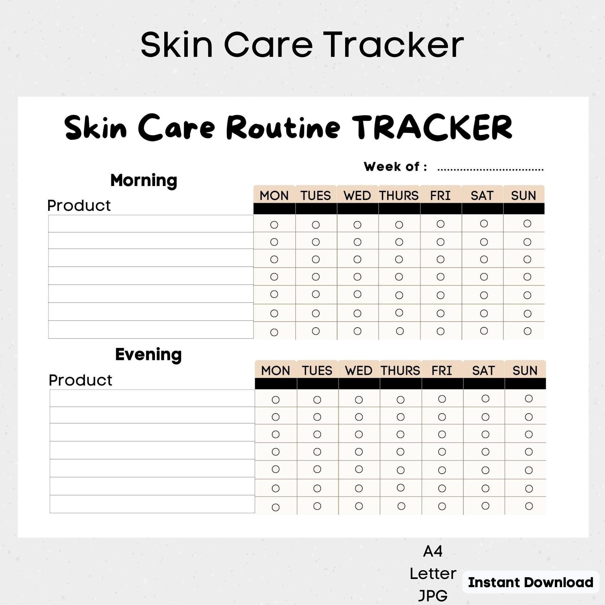 Skin Care Routine,printable Skin Care Tracker,printable Tracker,beauty ...